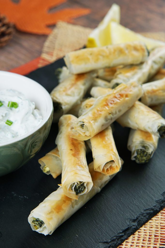 Crispy Spinach Feta Phyllo Rolls